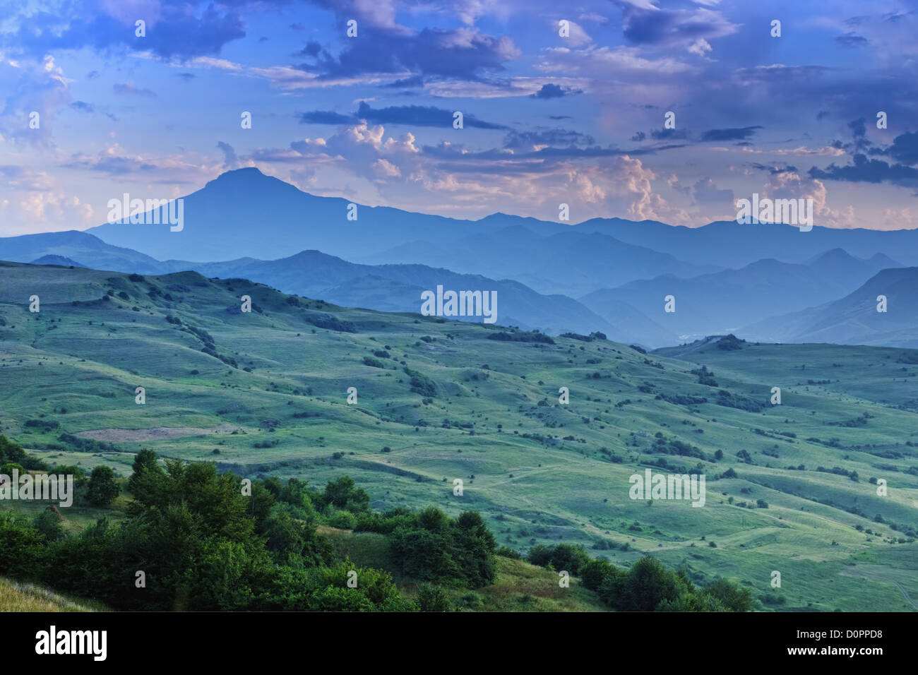 Mountains in dusk Stock Photo - Alamy