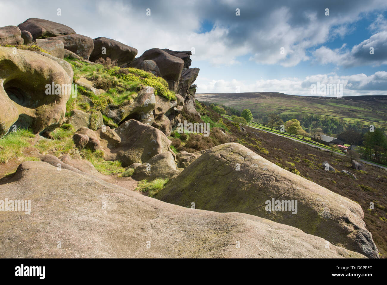 Ramshaw Rocks, a gritstone escarpment near The Roaches in the Peak ...