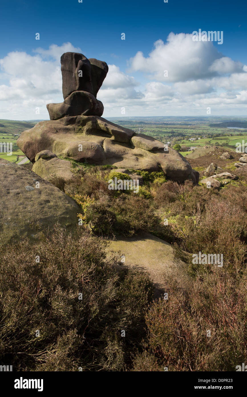 Ramshaw Rocks, a gritstone escarpment near The Roaches in the Peak ...