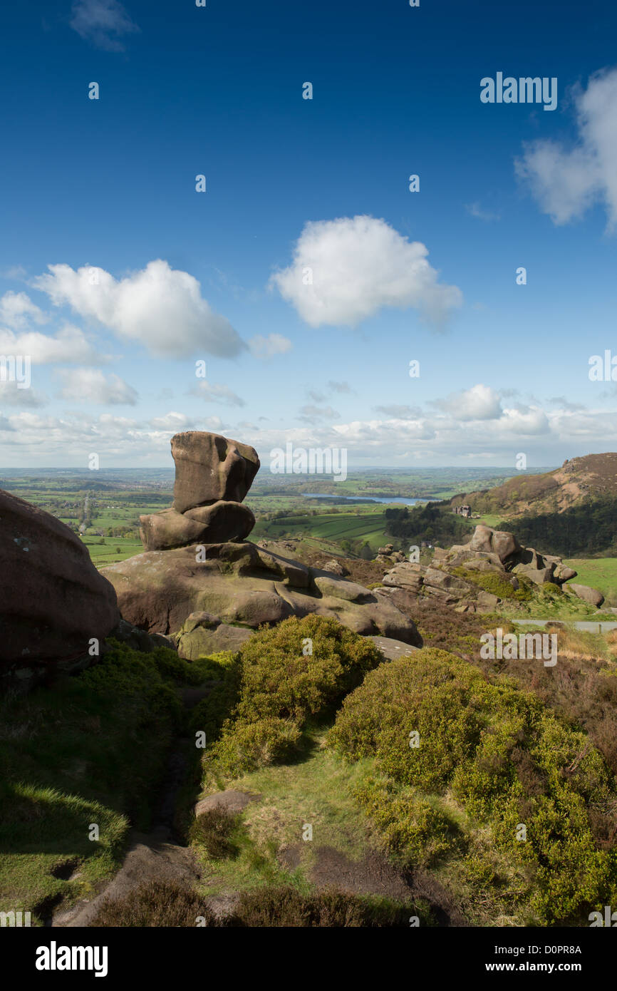 Ramshaw Rocks, a gritstone escarpment near The Roaches in the Peak ...