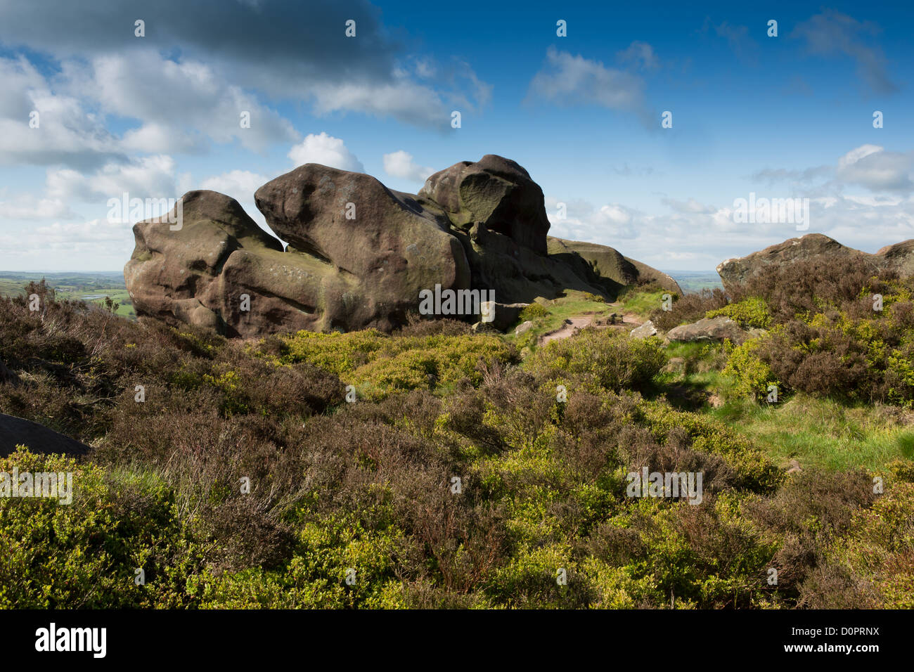 Ramshaw Rocks, a gritstone escarpment near The Roaches in the Peak ...