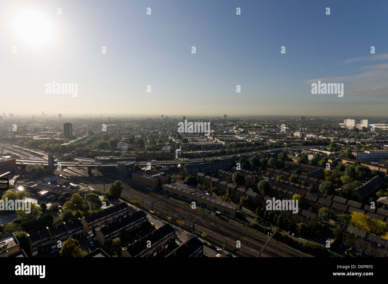 View over west London with Westway as seen looking out from 30th floor ...