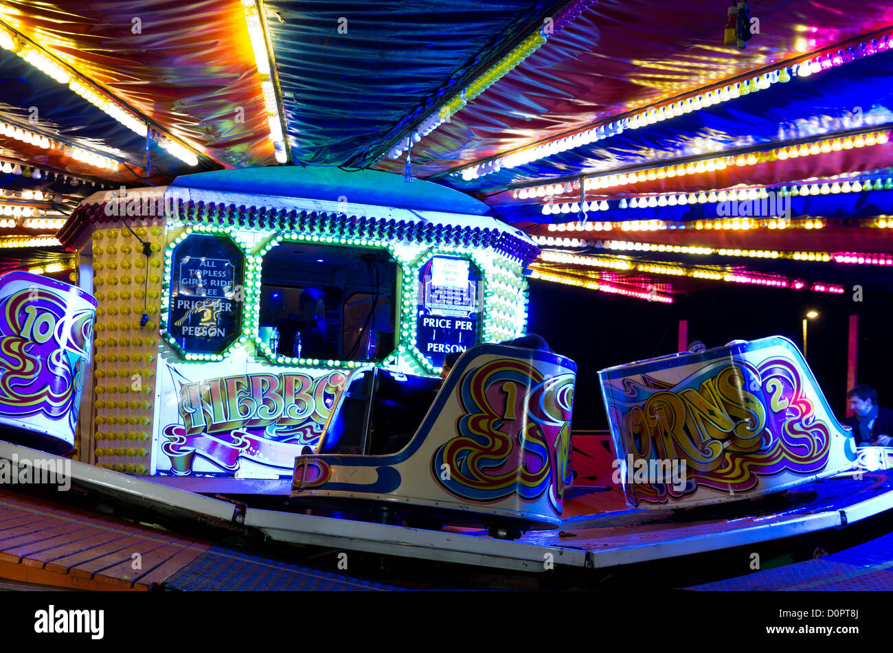 Fairground ride at the annual fireworks display South Park, Oxford, UK ...