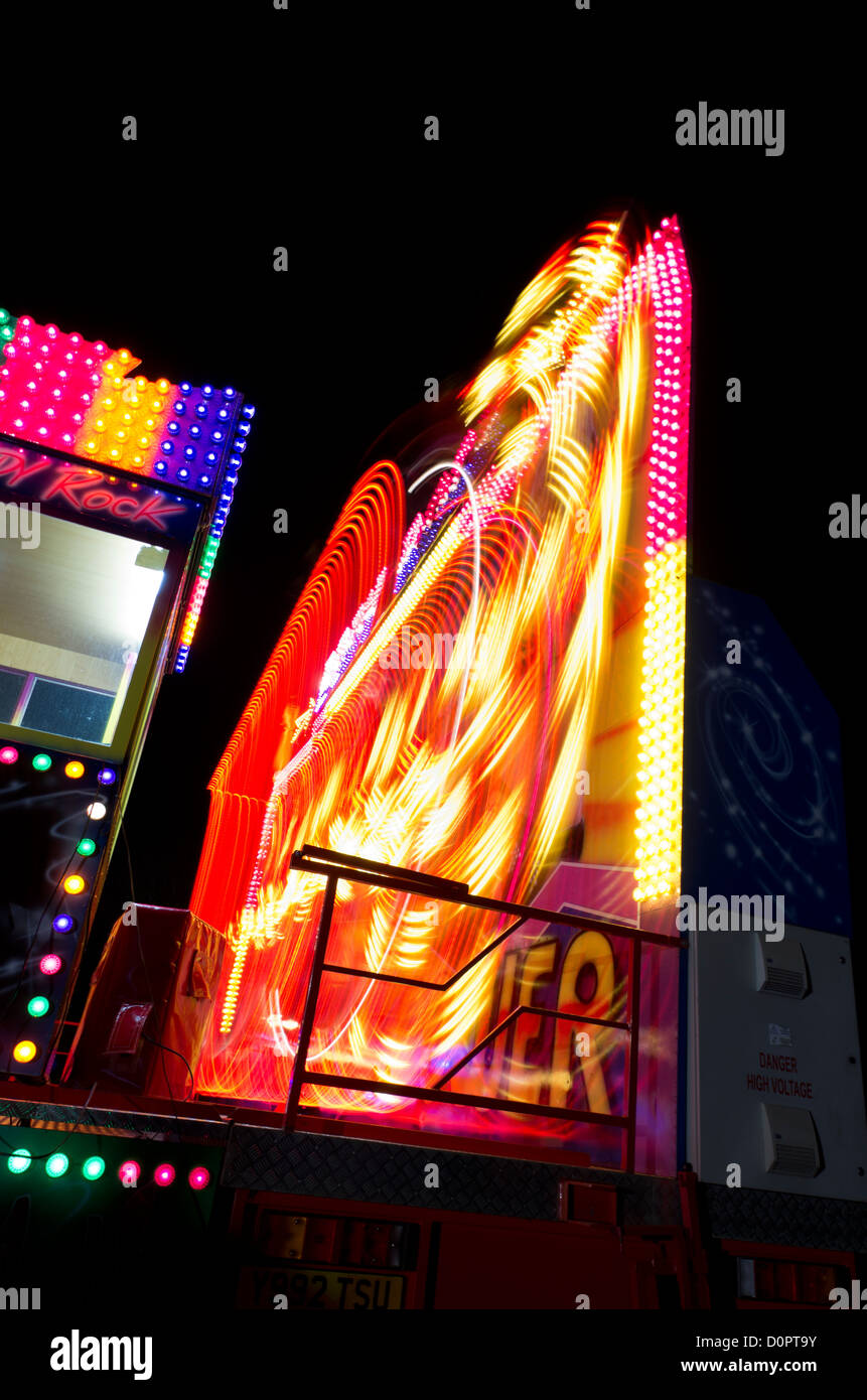 Fairground ride at the annual fireworks display South Park, Oxford, UK ...