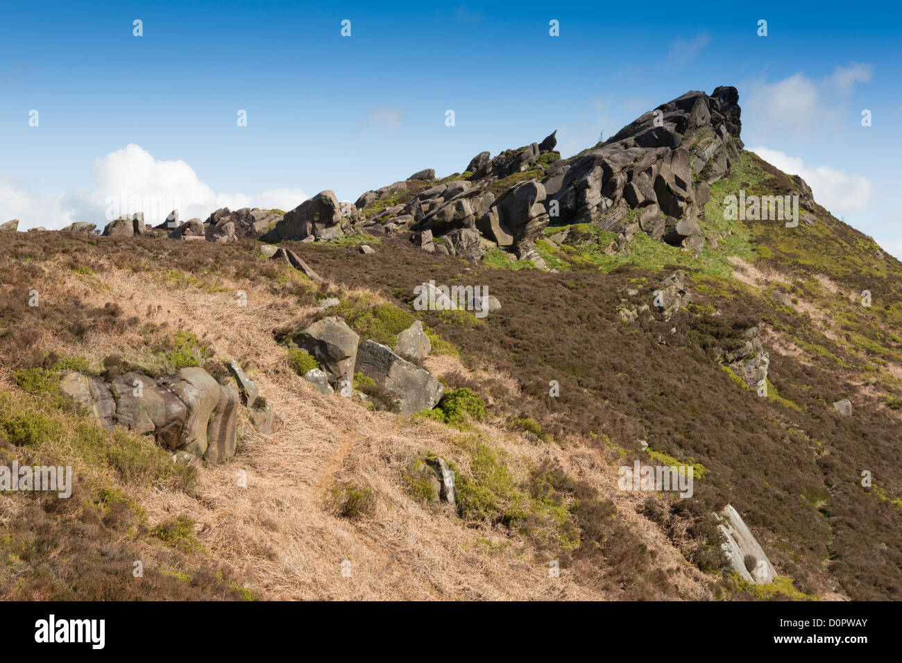 Ramshaw Rocks, a gritstone escarpment near The Roaches in the Peak ...