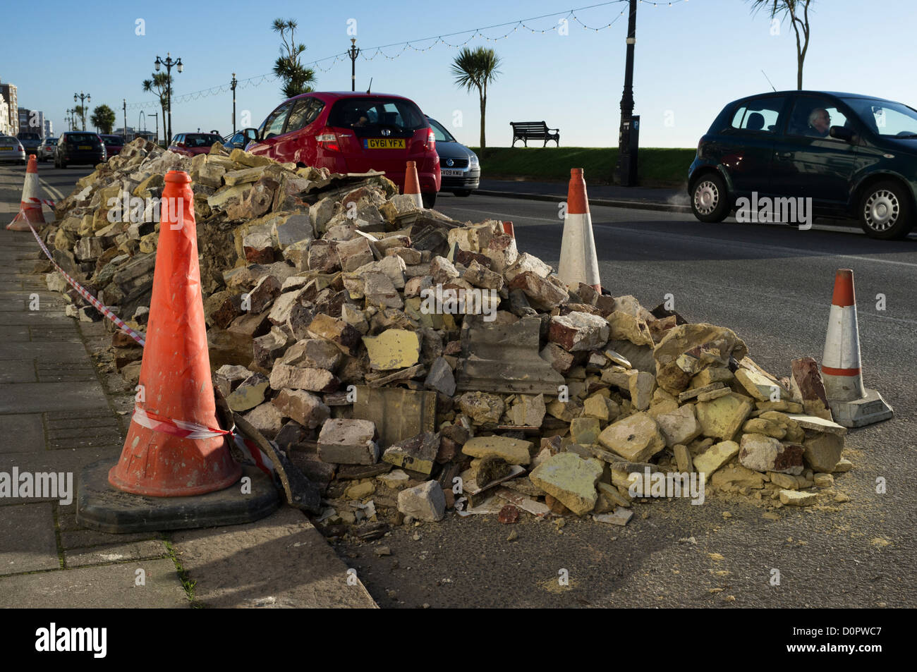 Building rubble in the road Stock Photo - Alamy