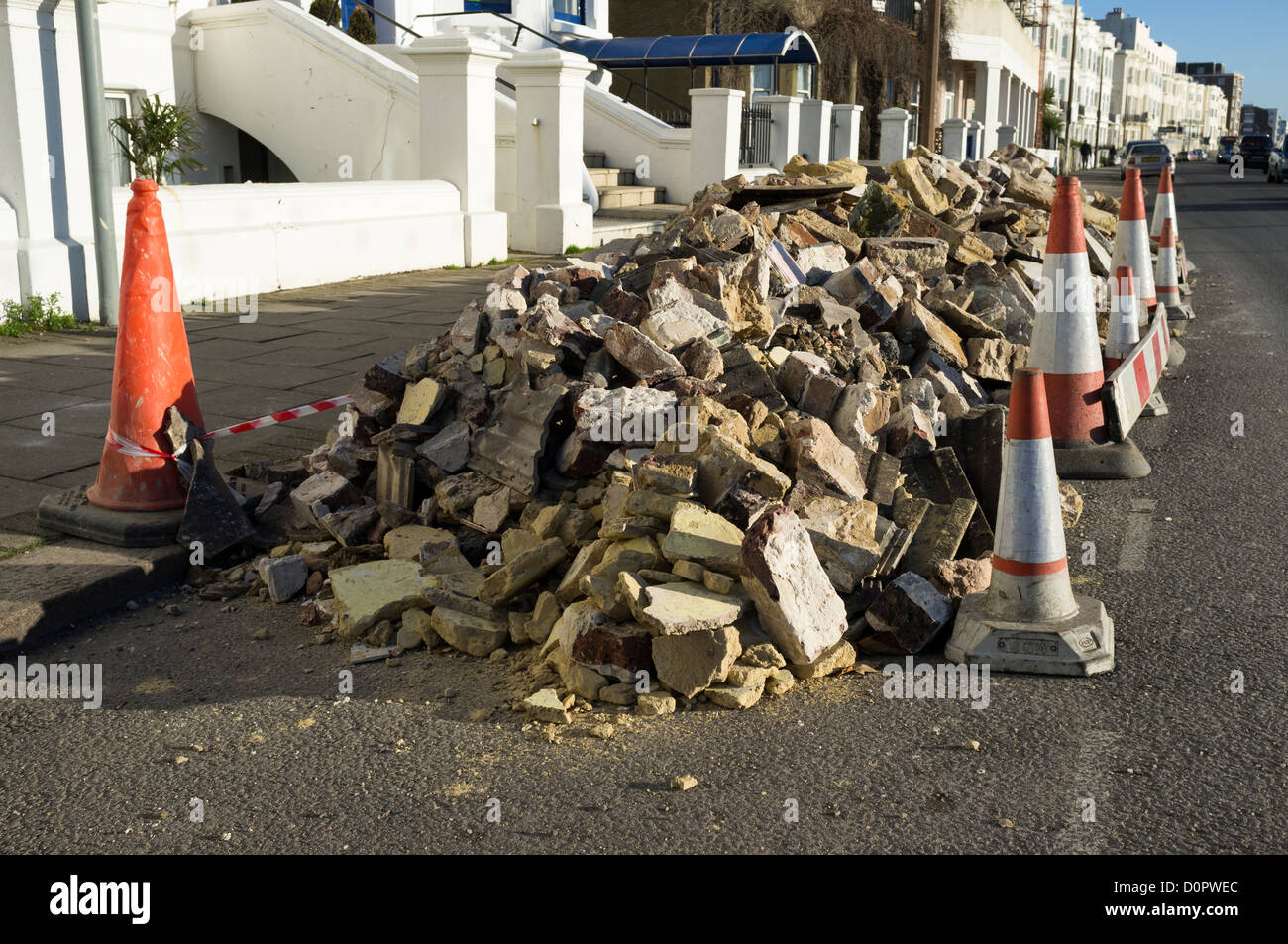 Building rubble in the road Stock Photo - Alamy