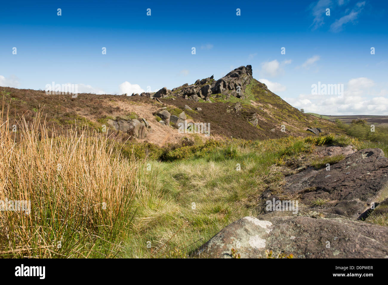 Ramshaw Rocks, a gritstone escarpment near The Roaches in the Peak ...