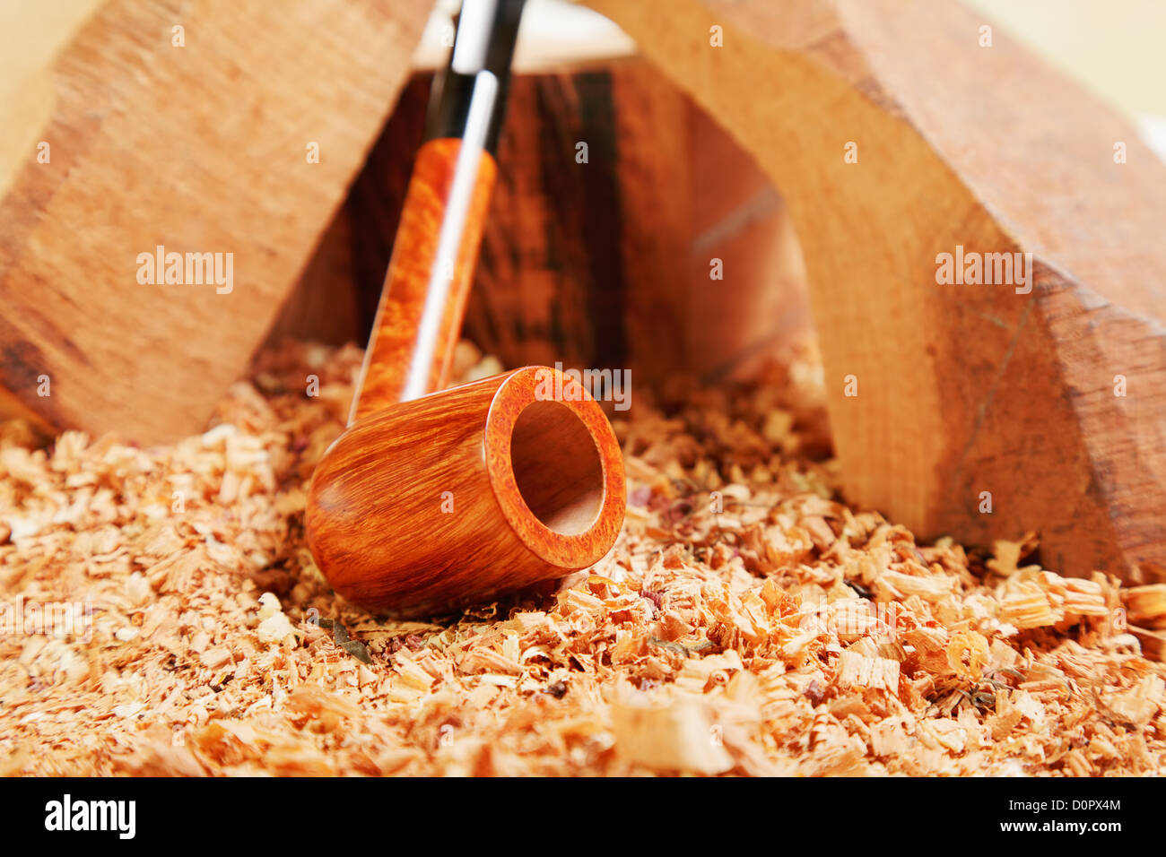 Straight briar smoking pipe on wood Stock Photo - Alamy