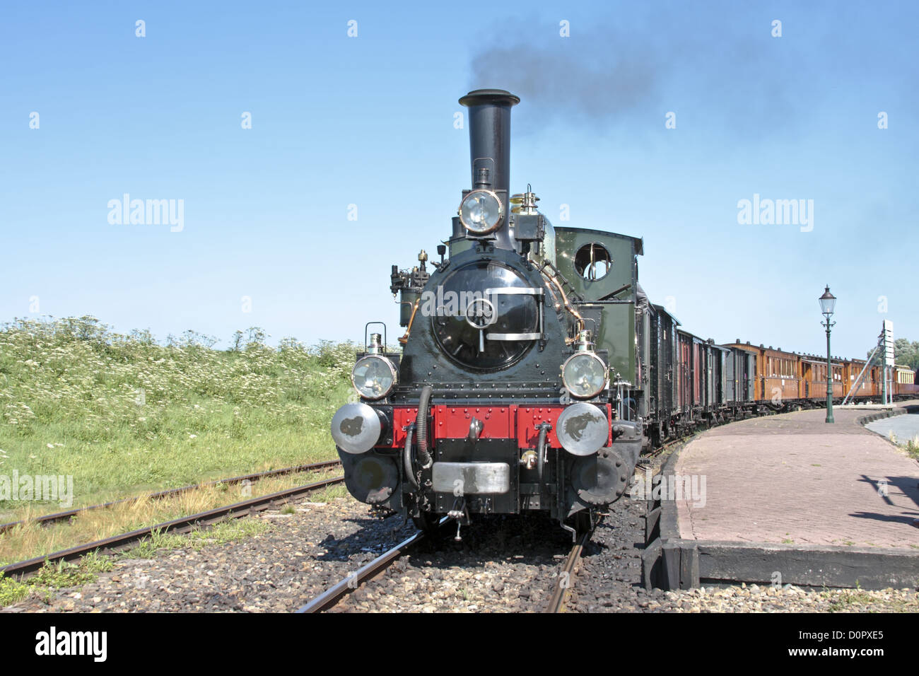 Old fashioned steam train in the countryside from the Netherlands Stock ...
