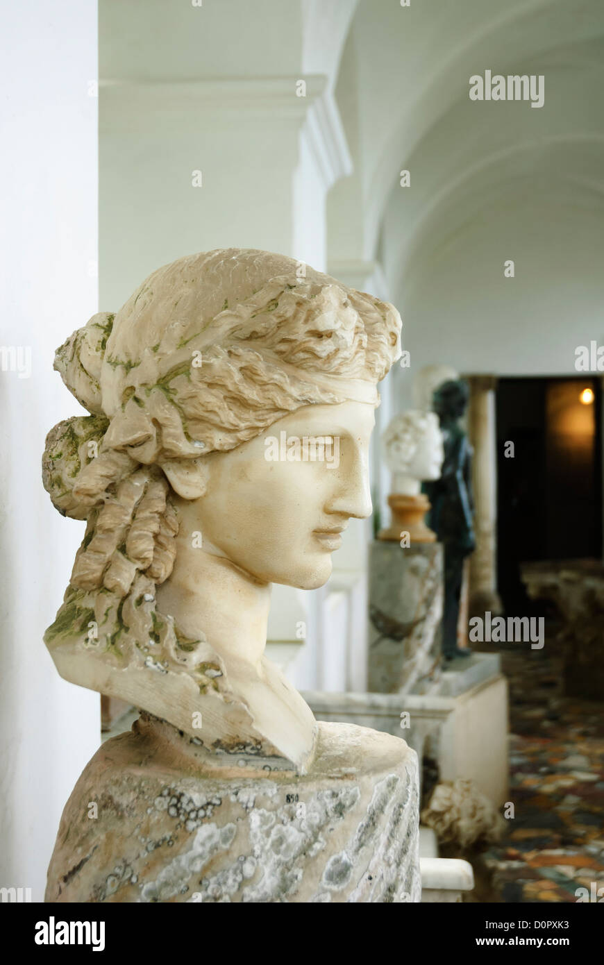 Antique roman sculptures in the loggia of Villa San Michele, Isle of ...