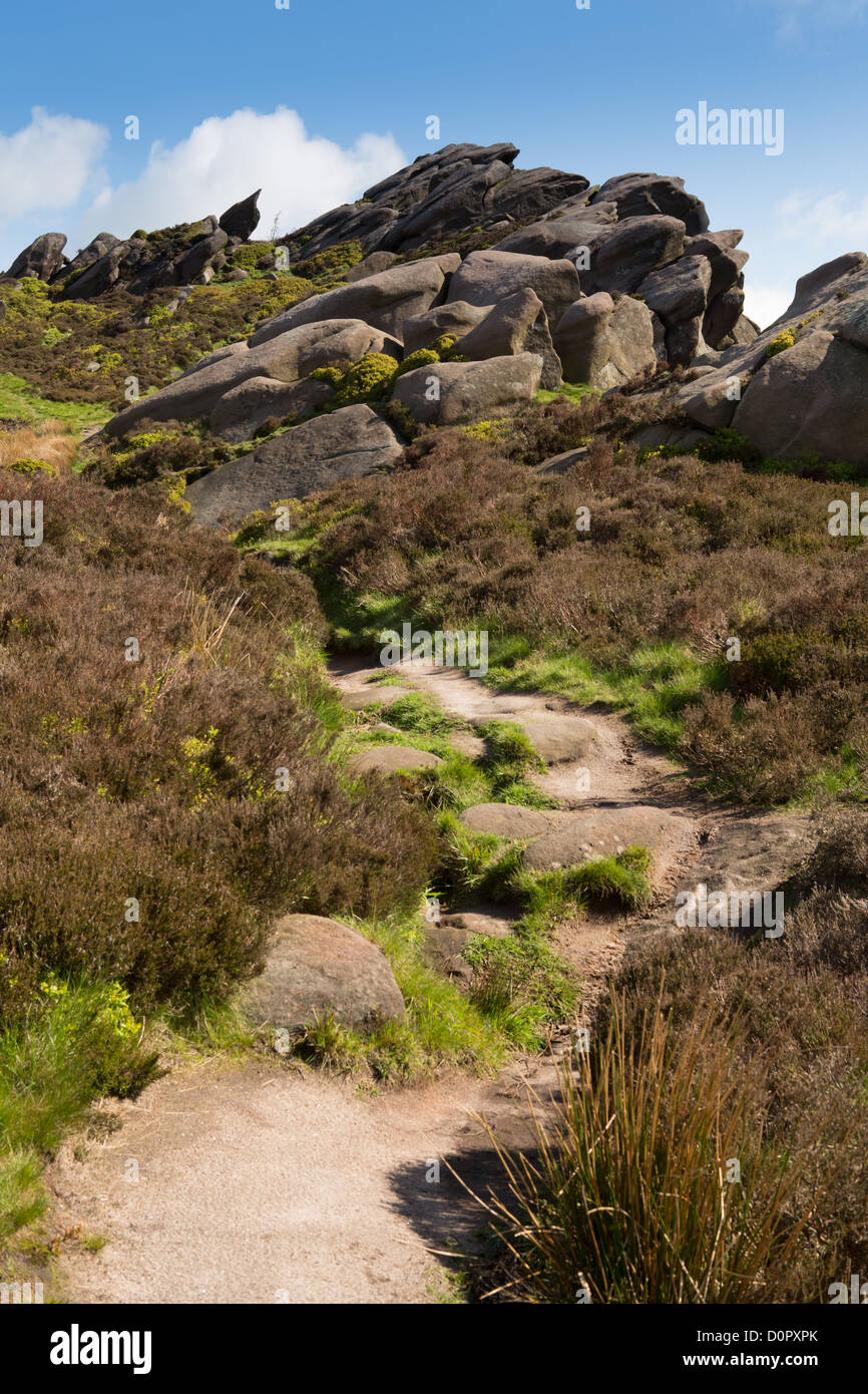 Ramshaw Rocks, a gritstone escarpment near The Roaches in the Peak ...