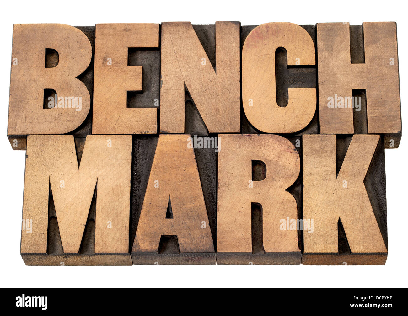 benchmark - isolated word in vintage letterpress wood type printing ...
