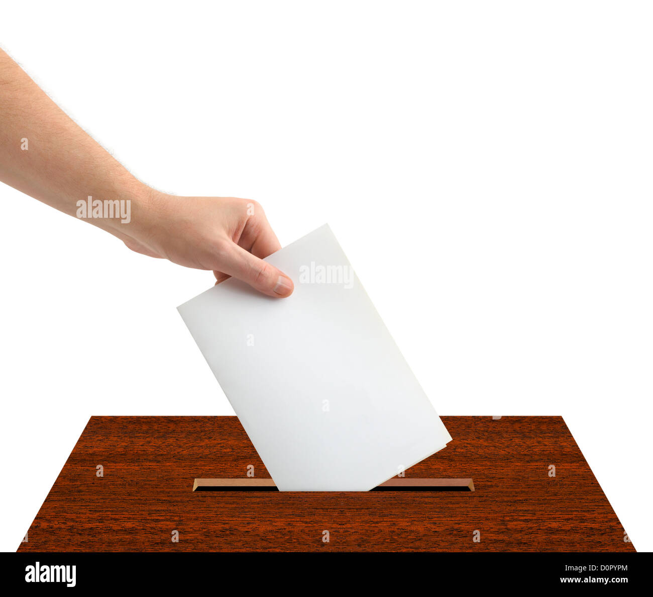 Hand with ballot and box Stock Photo - Alamy