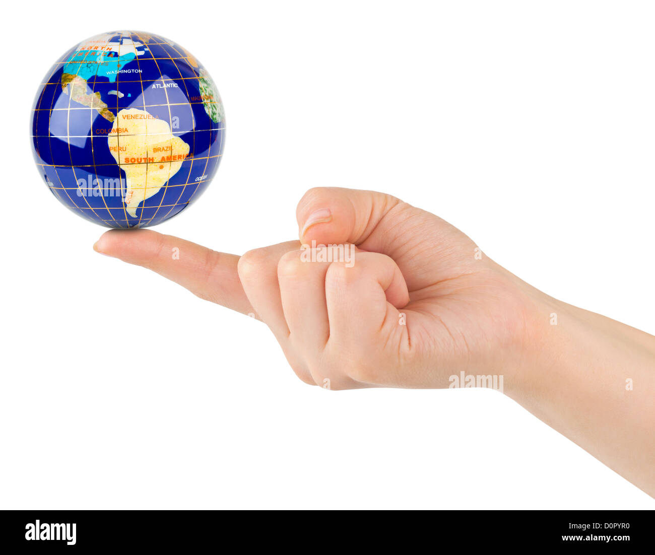 Hand and globe Stock Photo - Alamy
