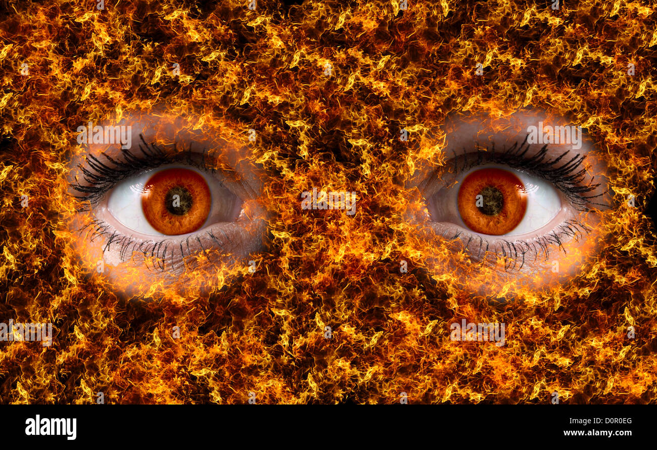 Female eye fire reflection hi-res stock photography and images - Alamy