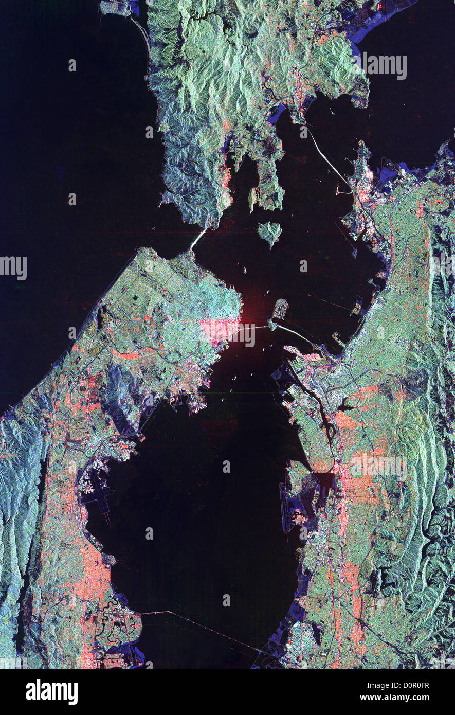 NASA satellite radar photograph of San Francisco Bay Area Stock Photo ...