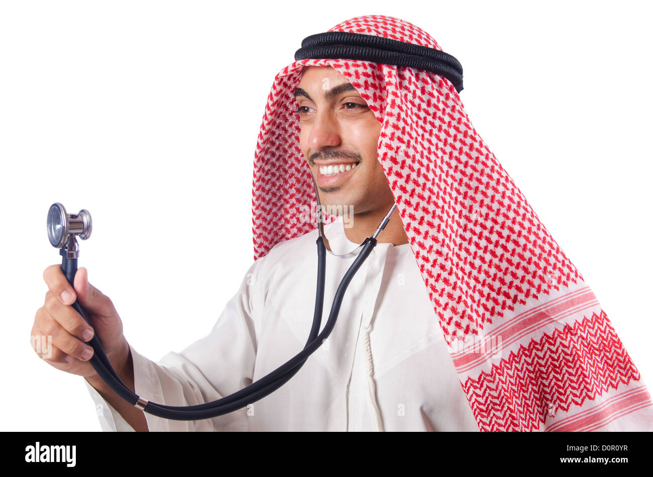 Arab doctor with stethoscope on white Stock Photo - Alamy
