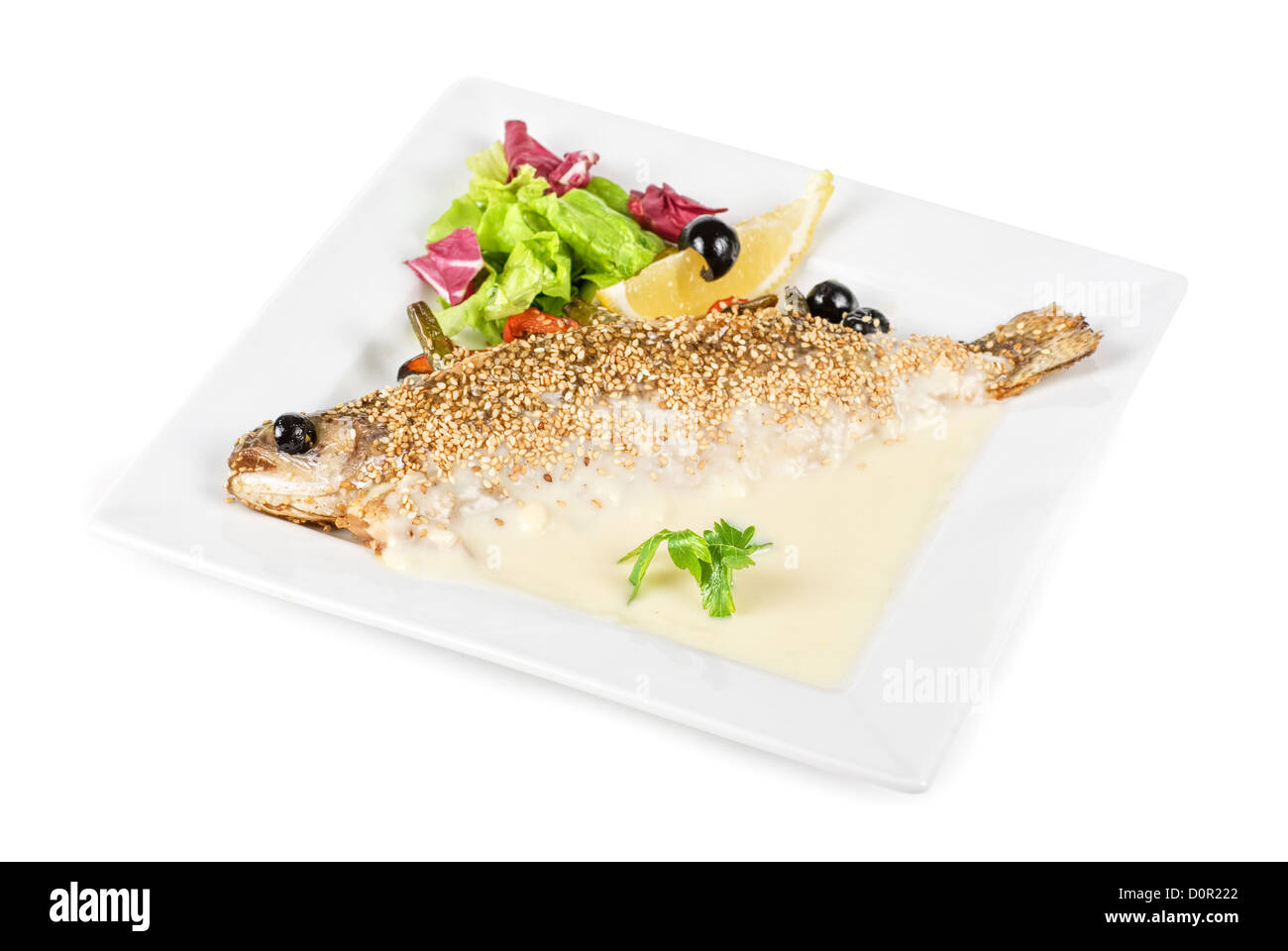 Baked fish dorado Cut Out Stock Images & Pictures - Alamy