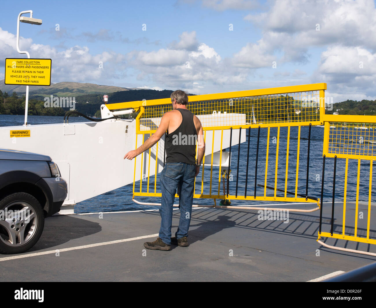On board the Far Sawrey to Windermere ferry in the Lake District UK ...