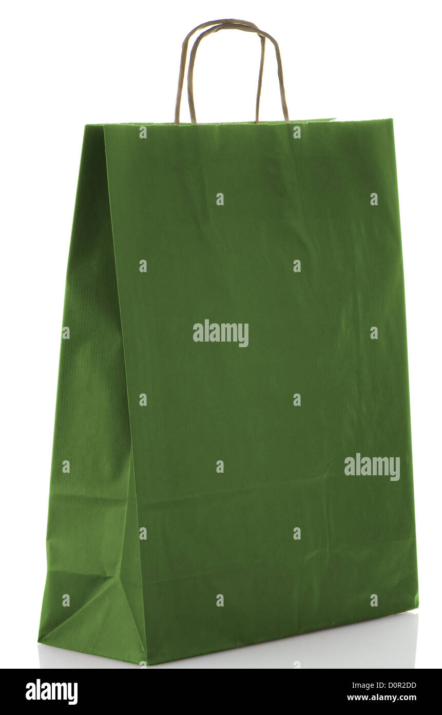 Green paper bag Stock Photo - Alamy