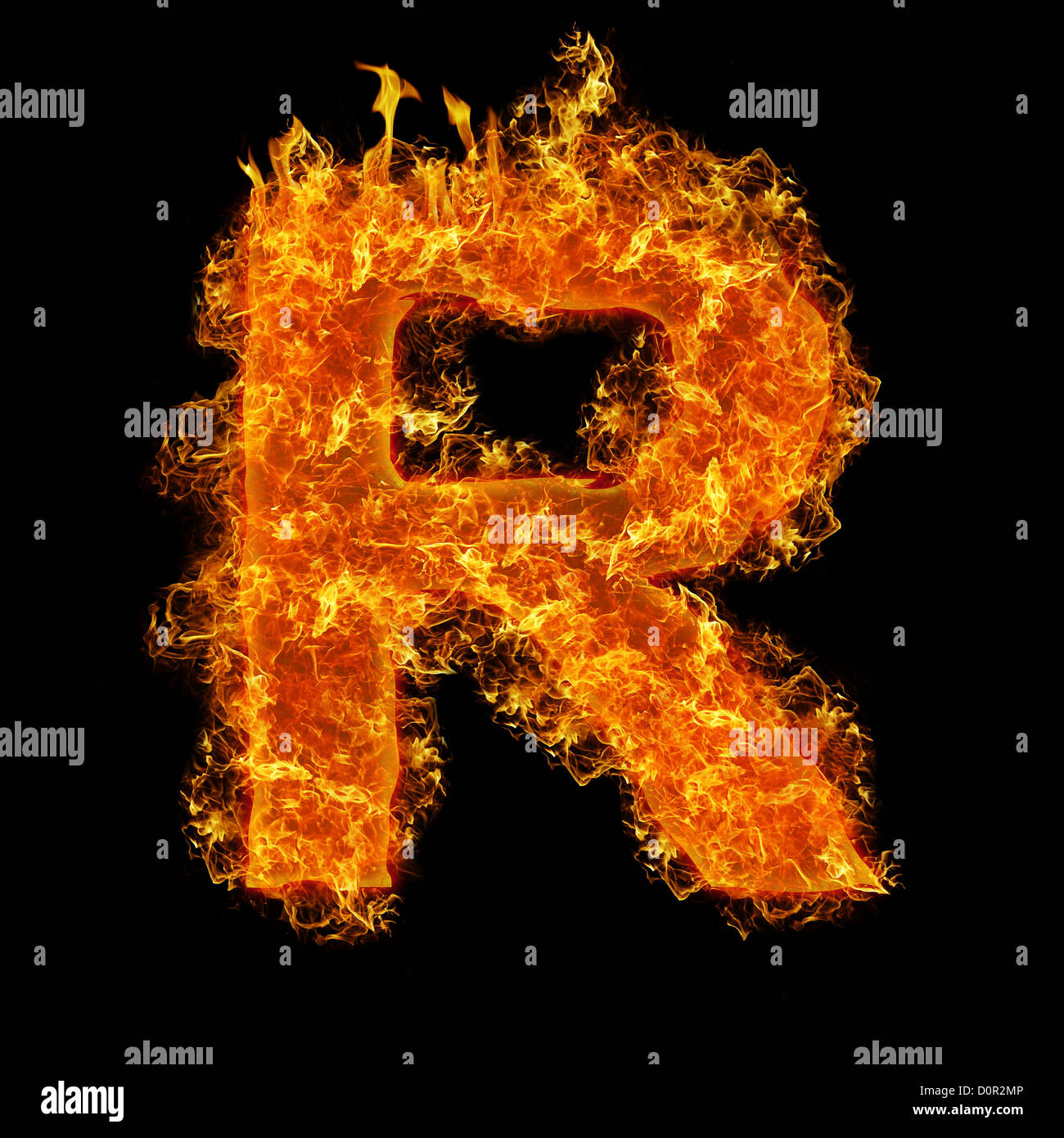 Fire letter R Stock Photo - Alamy