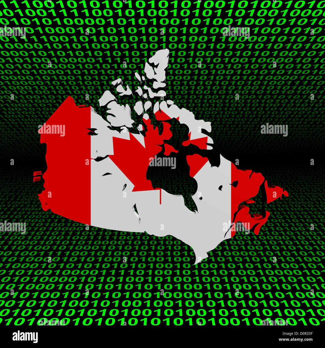Canada map flag over binary background illustration Stock Photo - Alamy