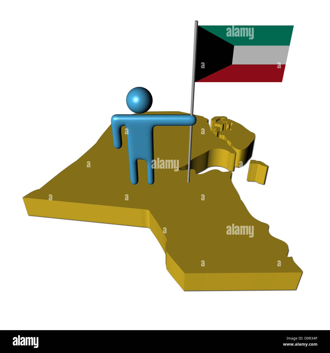 Abstract person with flag on Kuwait map illustration Stock Photo - Alamy