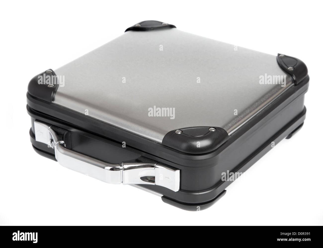 Metal suitcase on a white background Stock Photo - Alamy