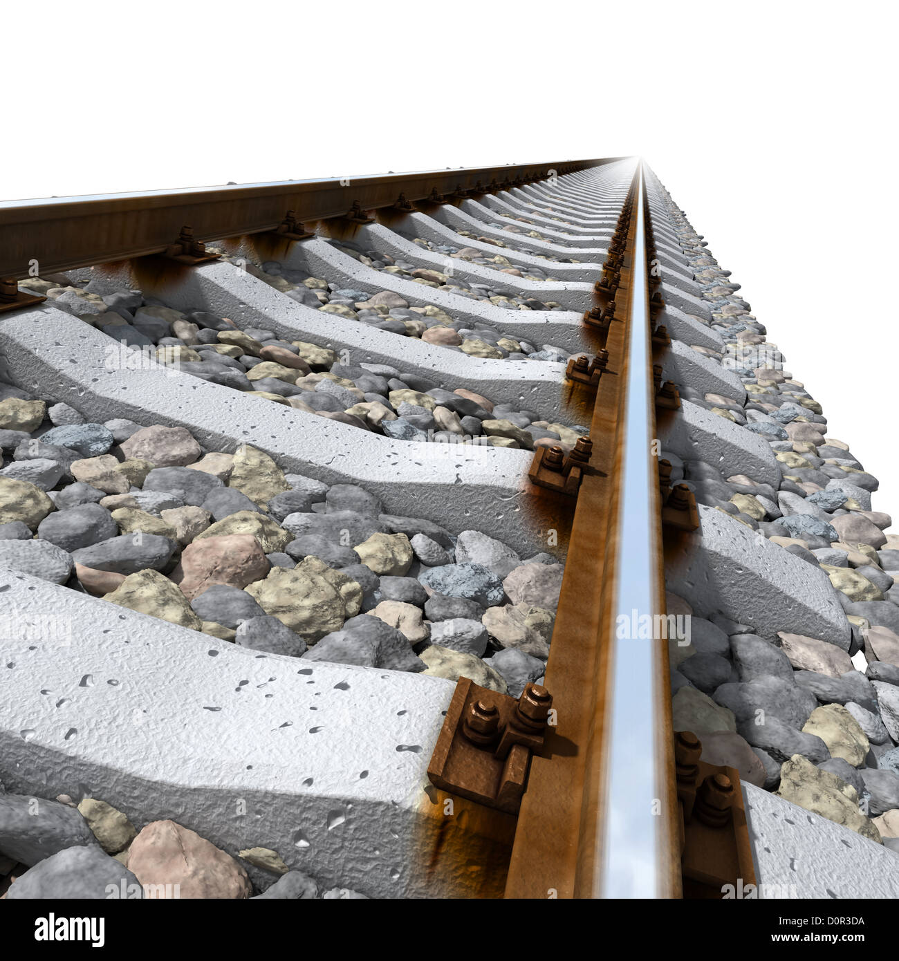 Rails lines on concrete sleepers Stock Photo - Alamy