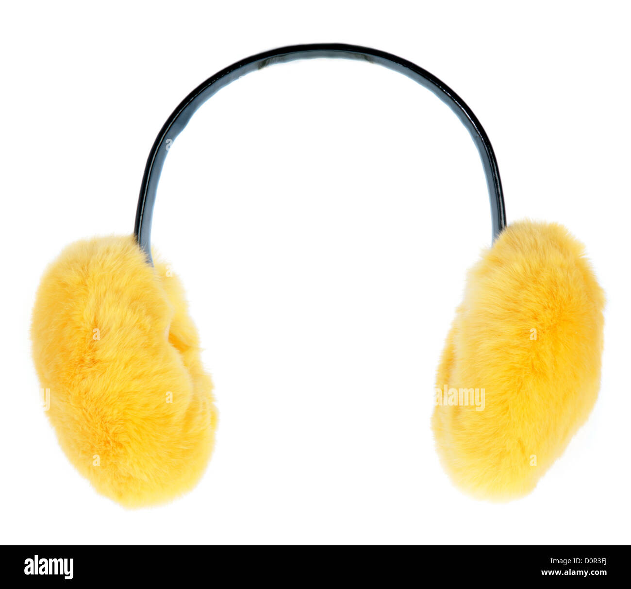 Yellow ear-flaps on a white background Stock Photo - Alamy