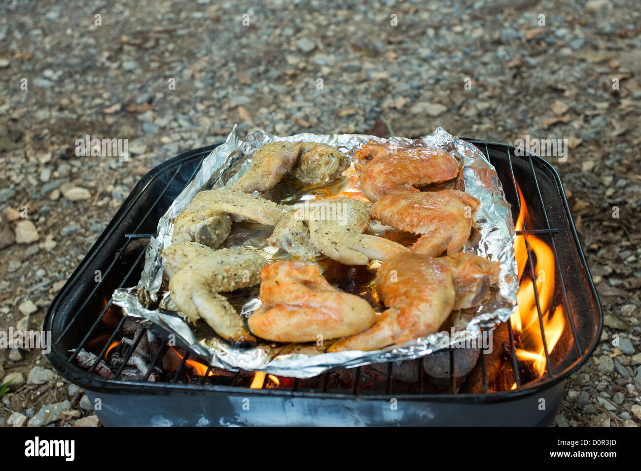 Chicken wing on a simple grill Stock Photo - Alamy
