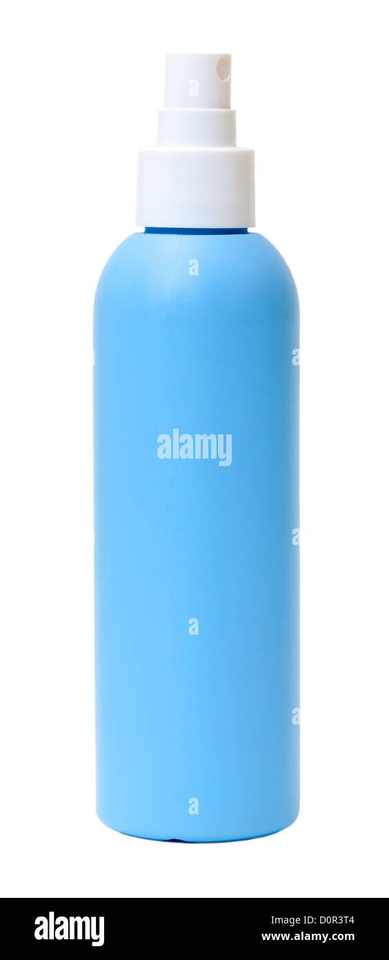 Blue Plastic Bottle with Spray Stock Photo - Alamy