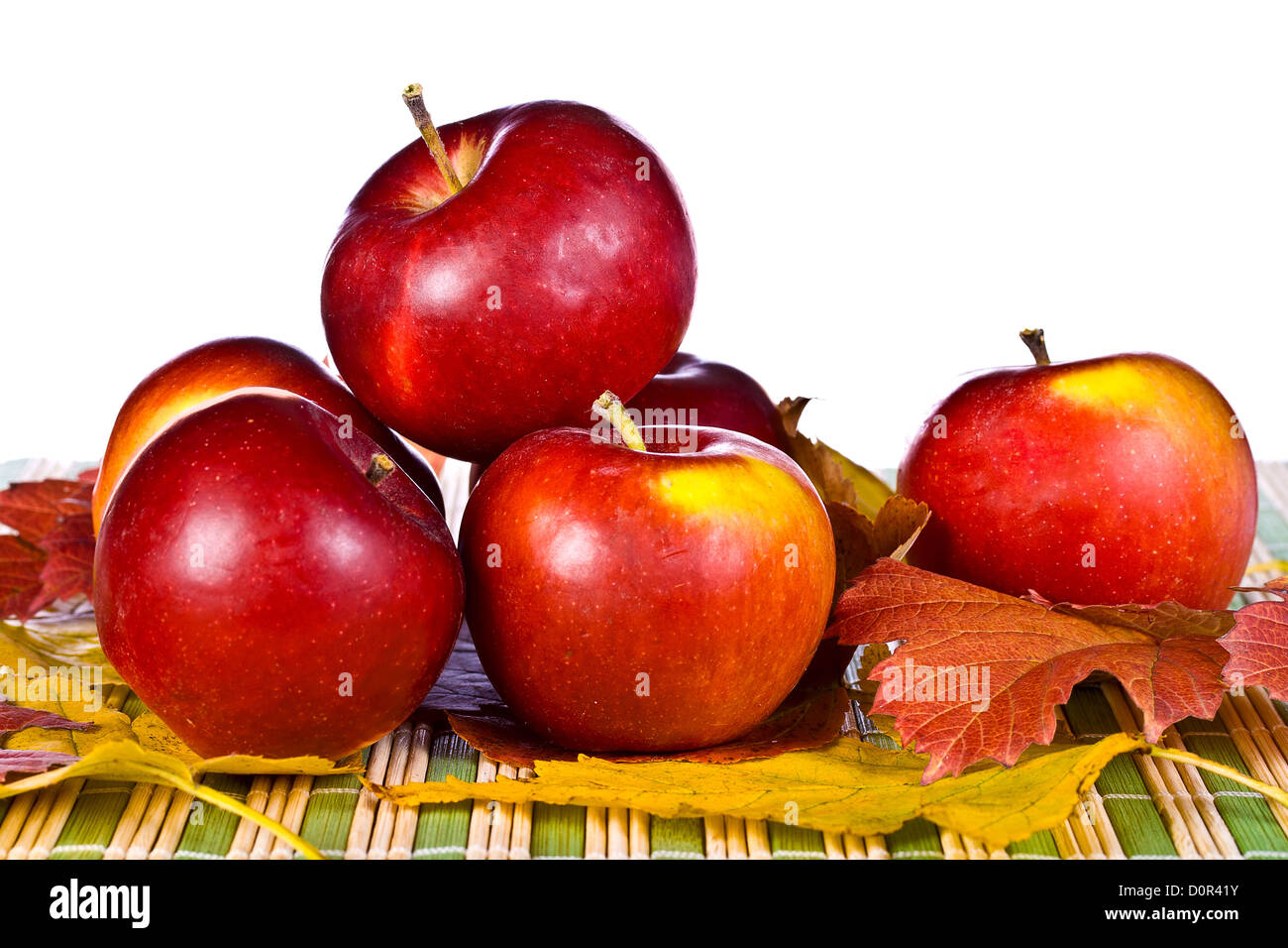 red apples and leaves Stock Photo - Alamy