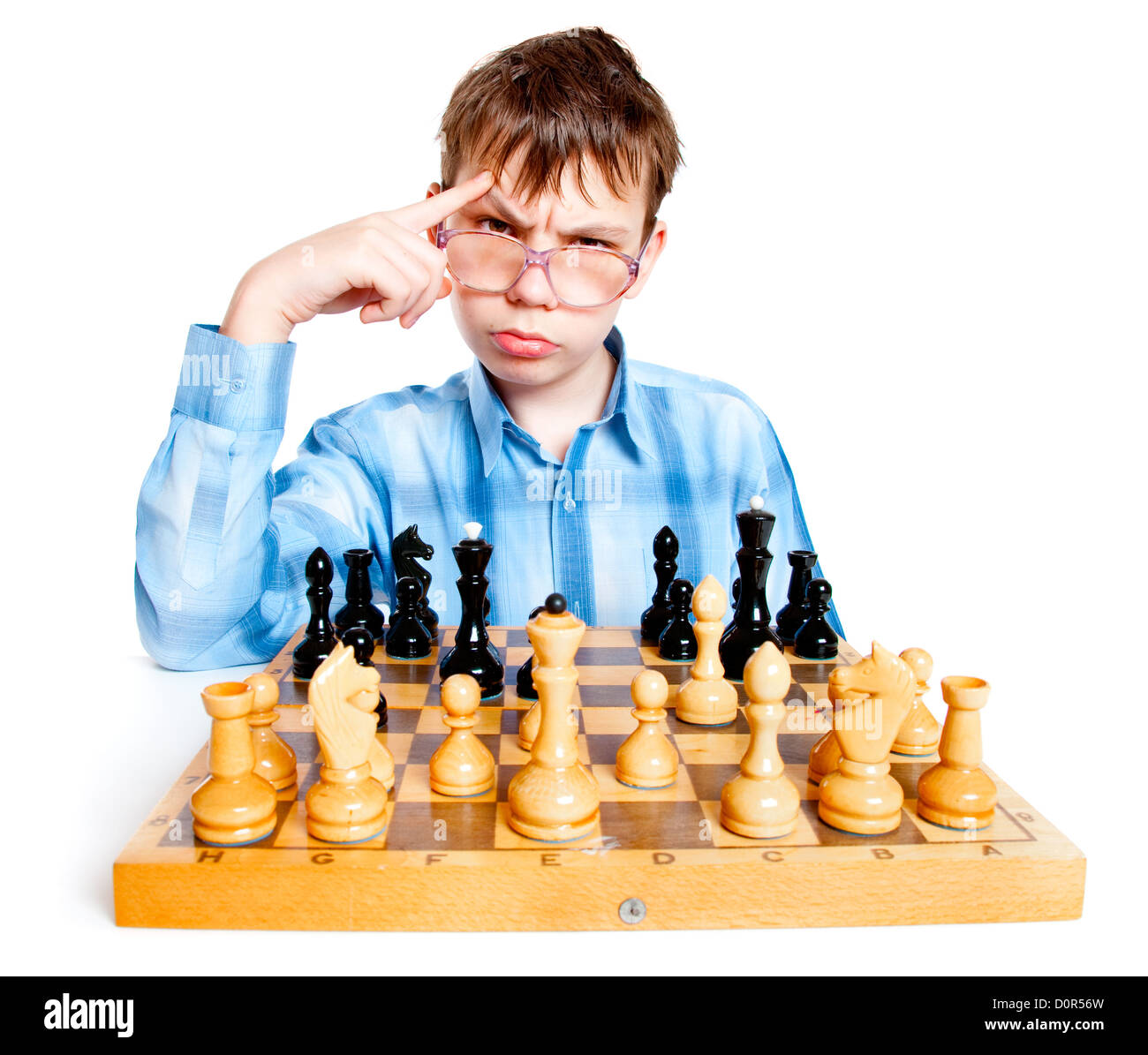 Nerd play chess Stock Photo - Alamy