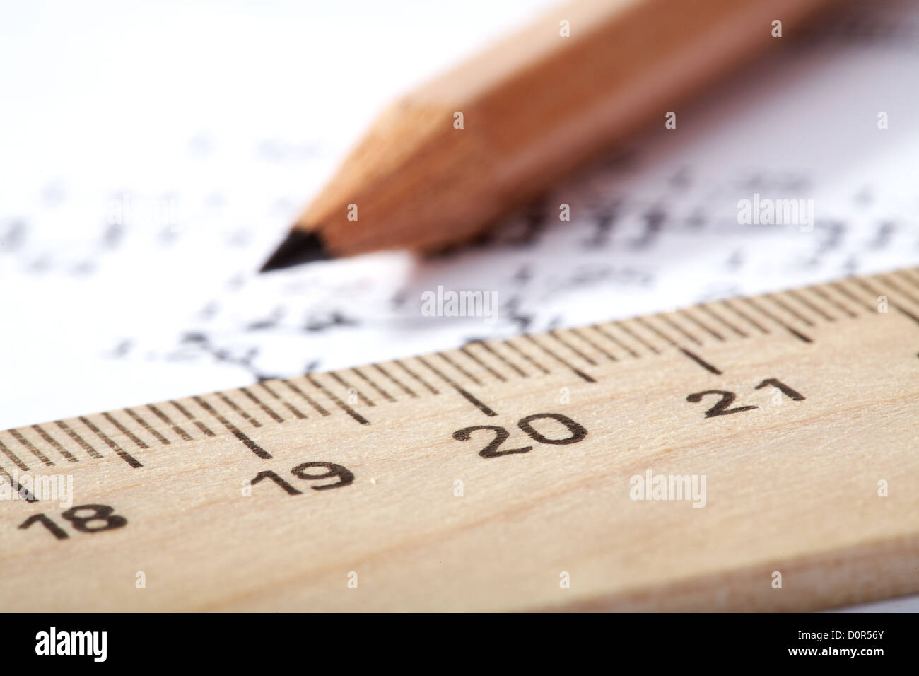 wooden ruler and pencil Stock Photo - Alamy