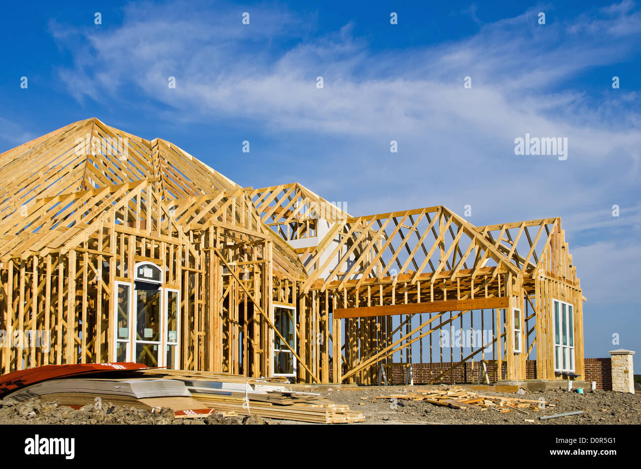 New home construction framing Stock Photo - Alamy