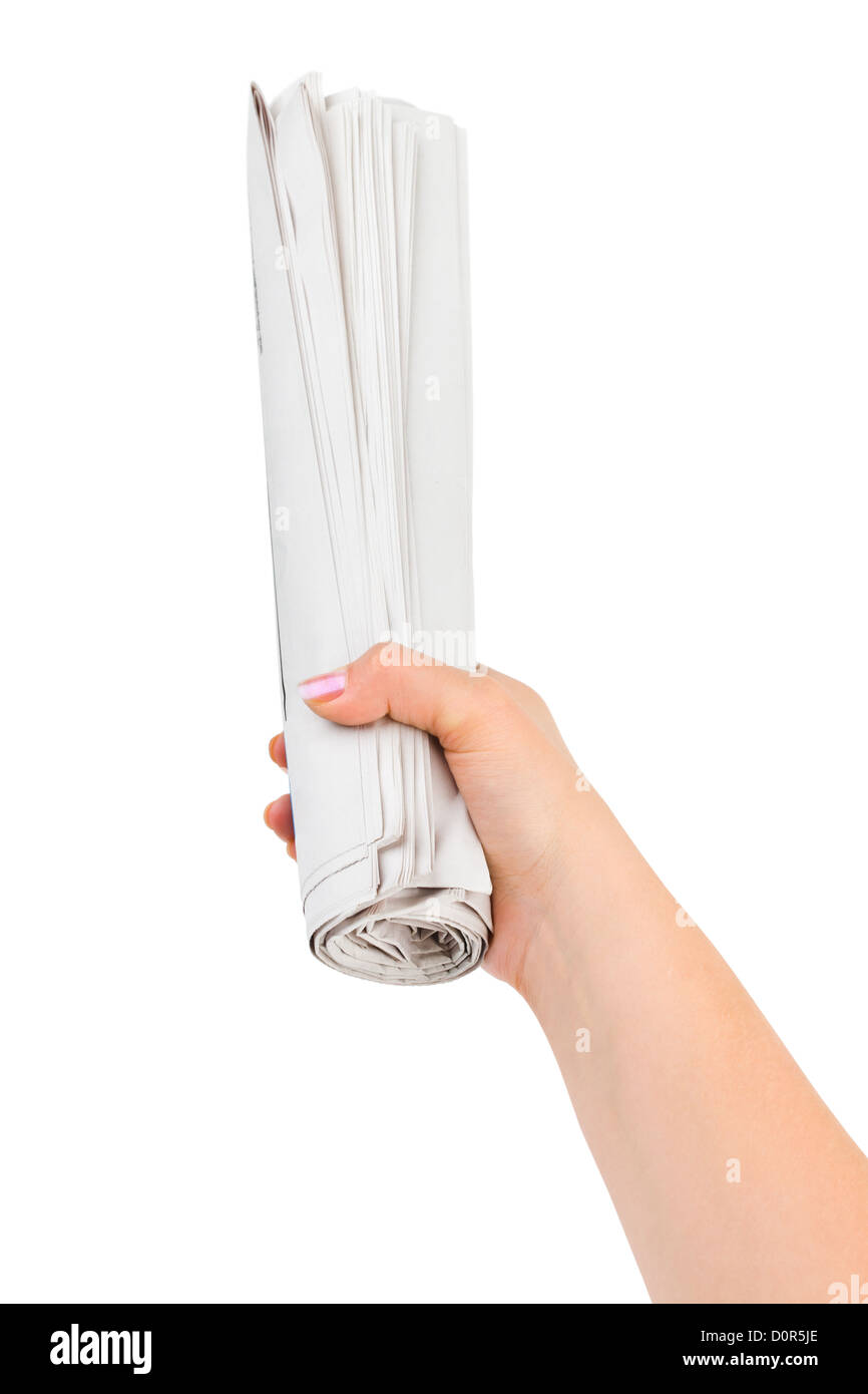 Hand giving newspapers Stock Photo - Alamy