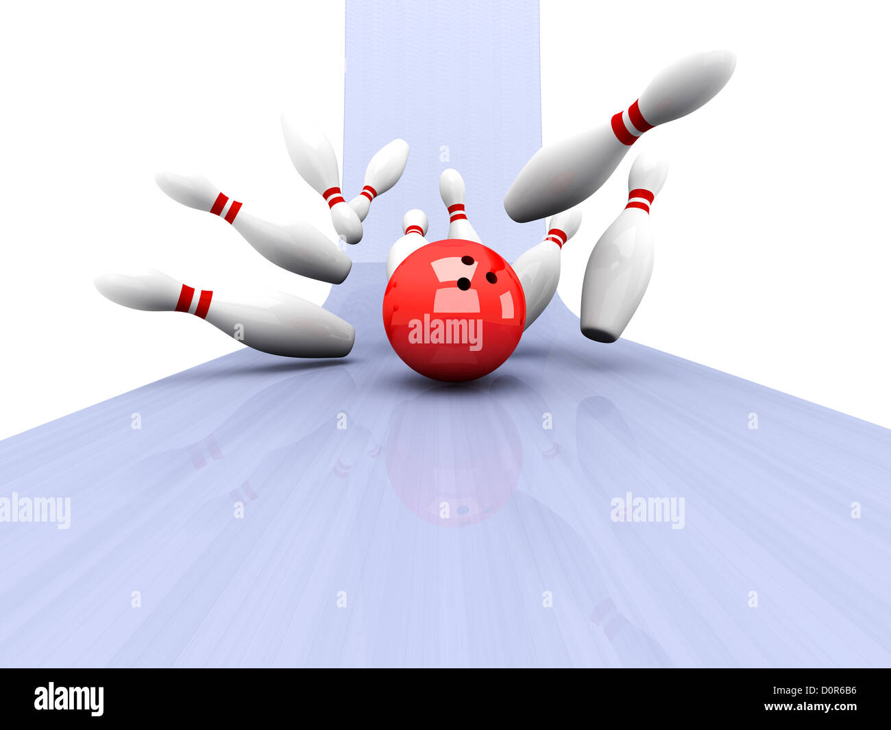 Playing bowling and hitting them all Stock Photo - Alamy