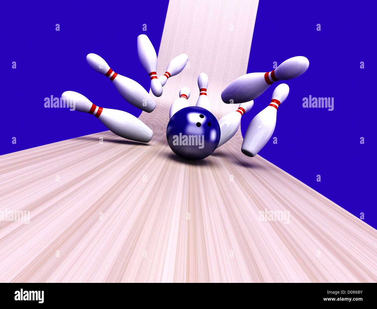 Playing bowling and hitting them all Stock Photo - Alamy