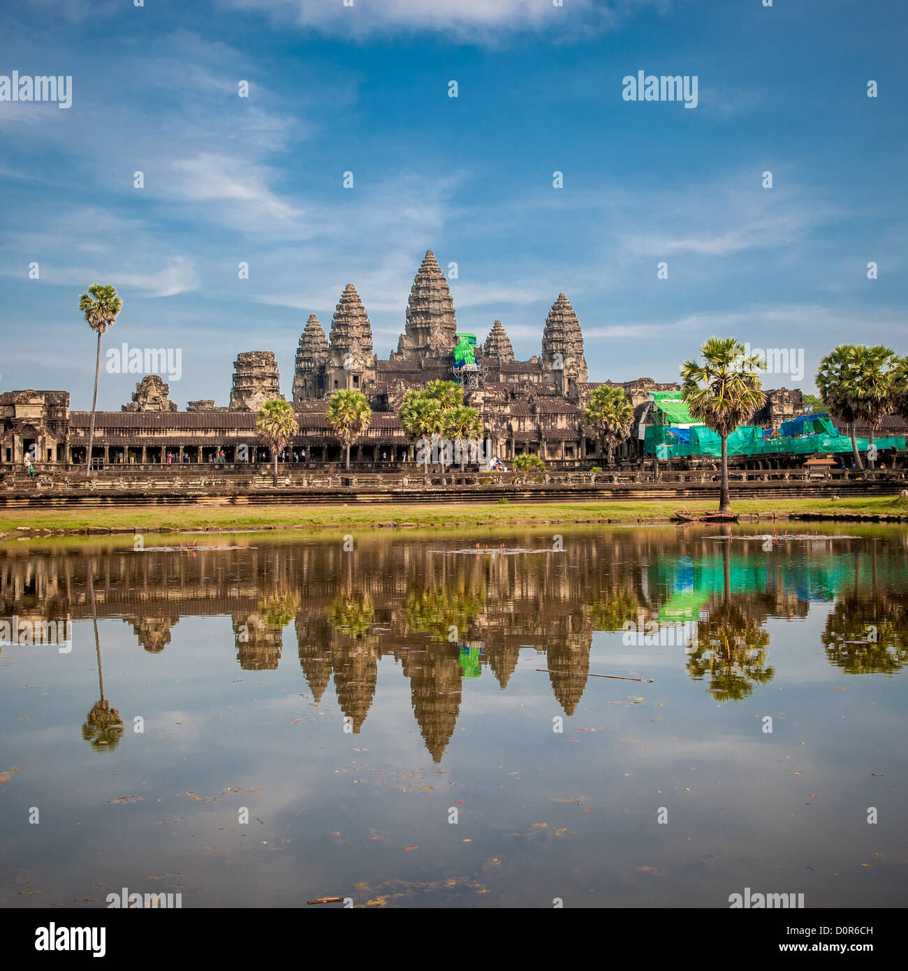 Temple sunrise temple water reflection cambodia temple hi-res stock ...