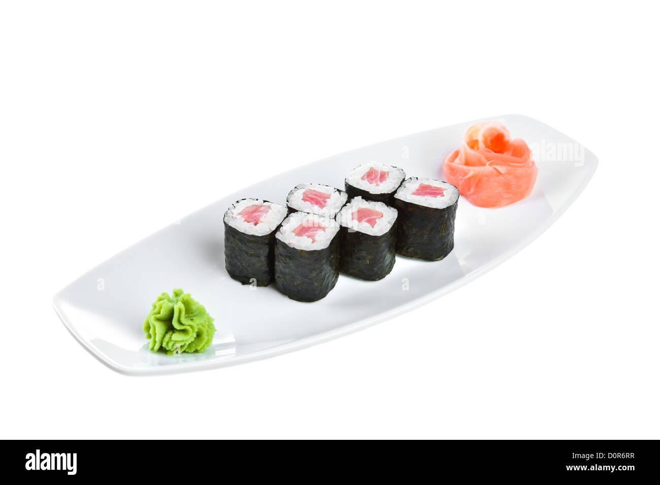 Sushi (Tekki Maki Roll) on a white background Stock Photo - Alamy