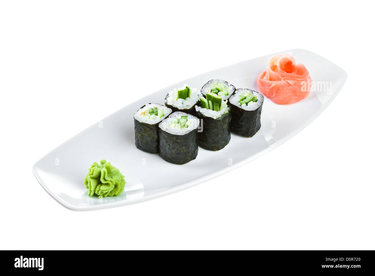 Sushi (Kappa maki roll) on a white background Stock Photo - Alamy