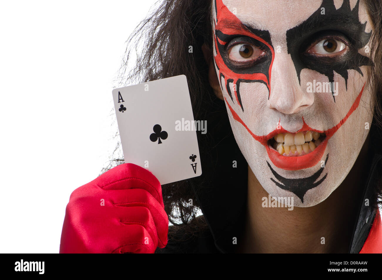 Joker with cards isolated on white Stock Photo - Alamy