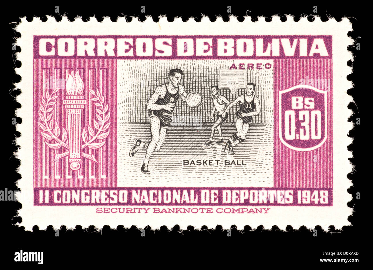 Postage stamp from Bolivia depicting basketball Stock Photo - Alamy