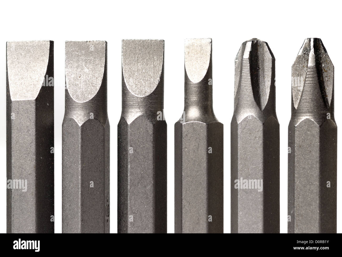 Screw-drivers in line isolated Stock Photo - Alamy