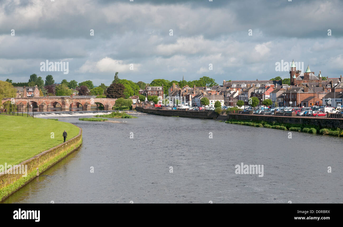 Scotland, Dumfries, Devorgilla Bridge built 15C, River Nith Stock Photo ...