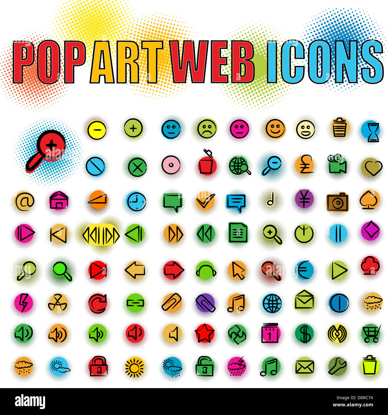 Pop art web icons Stock Photo - Alamy