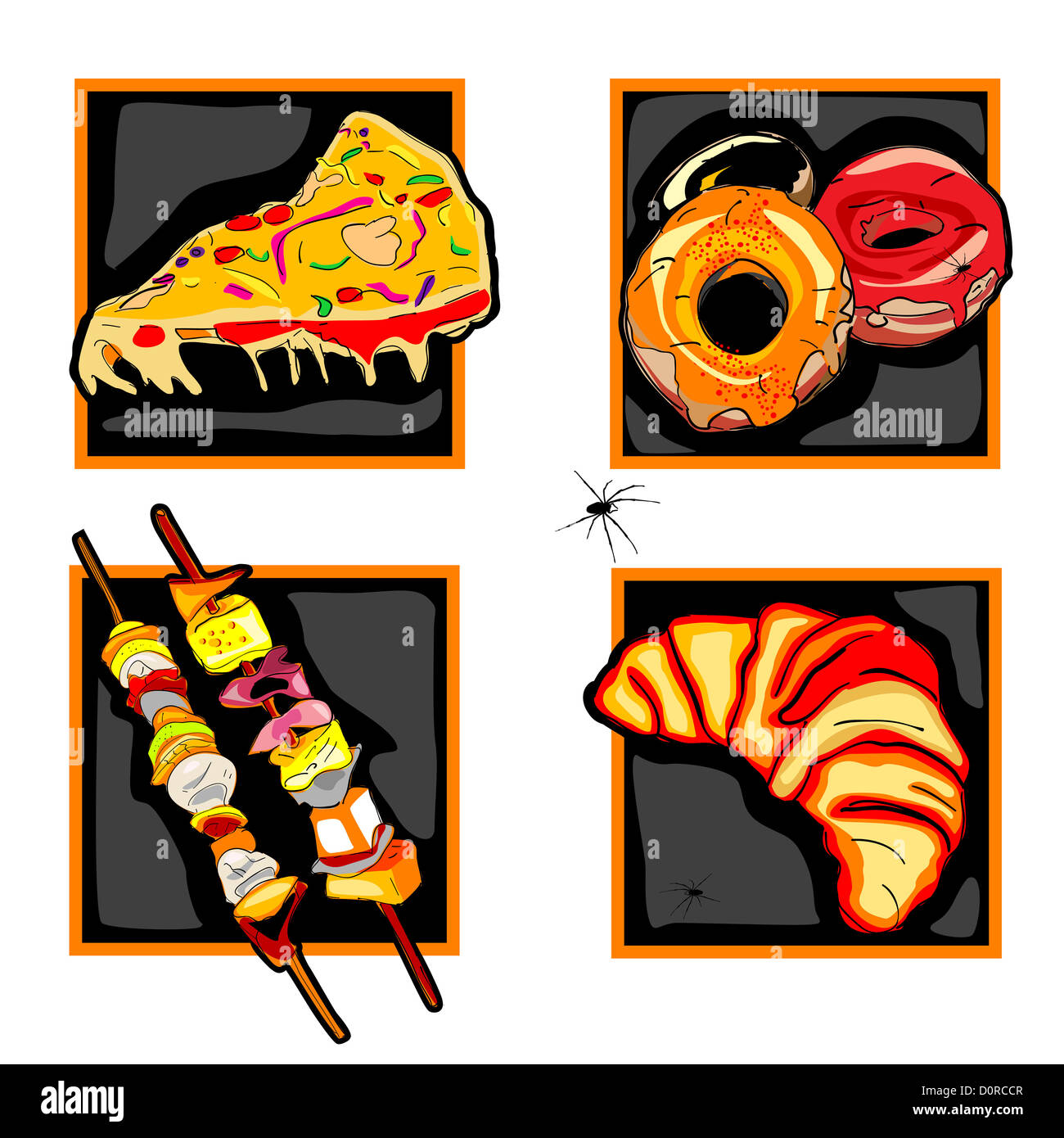 halloween scary fast food icons Stock Photo - Alamy