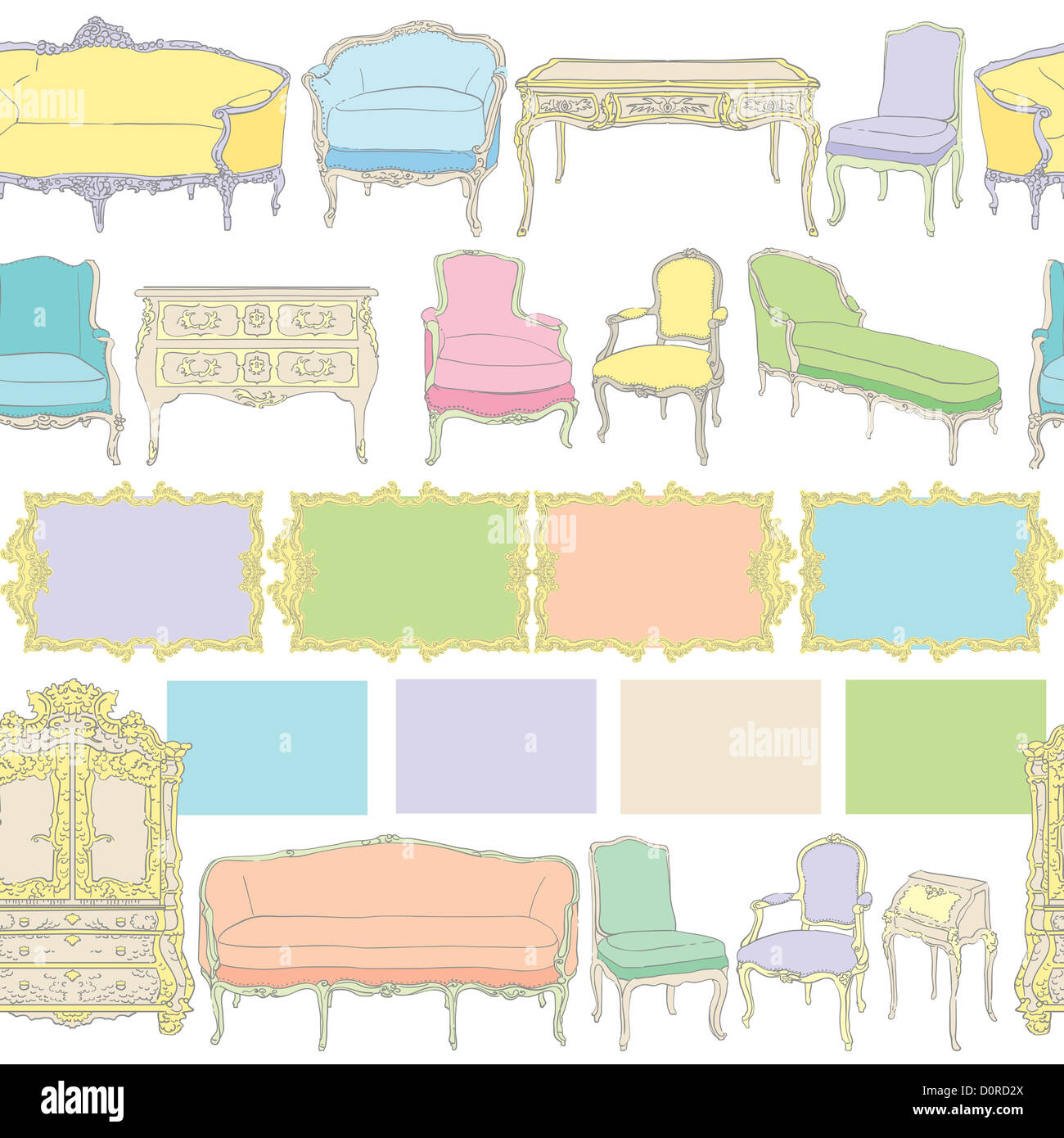 rococo furniture linear pattern Stock Photo - Alamy